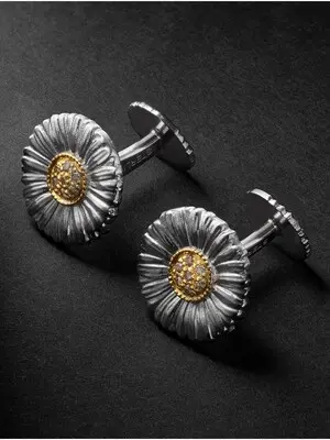 Buccellati Blossoms Gardenia And Gold-plated Diamond Cufflinks