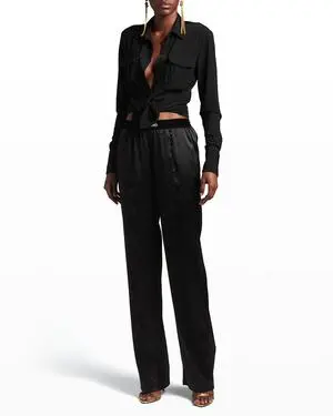 TOM FORD Logo-banded Silk Pj Pants Amethyst