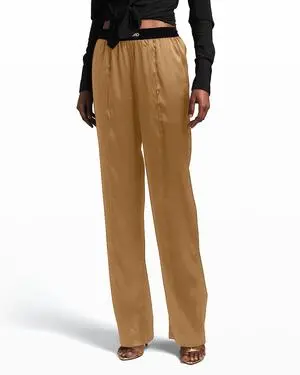 TOM FORD Logo-banded Silk Pj Pants Bronze