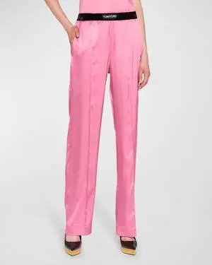 TOM FORD Logo-banded Silk Pj Pants Hot Pink
