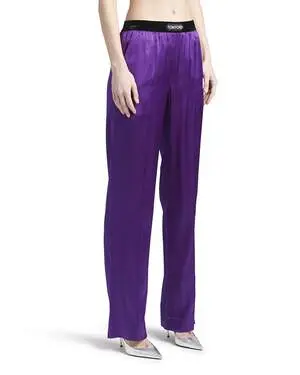 TOM FORD Logo-banded Silk Pj Pants Pale Parma Violet
