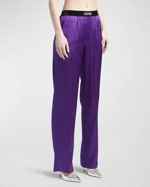 TOM FORD Logo-banded Silk Pj Pants Pale Parma