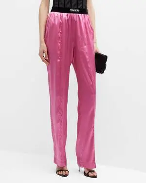 TOM FORD Logo-banded Silk Pj Pants Rosebloom
