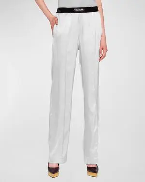 TOM FORD Logo-banded Silk Pj Pants White
