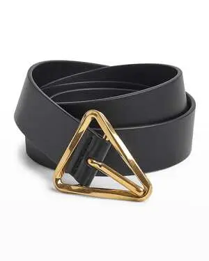 Bottega Veneta Twisted Triangle Buckle Belt - Black Gold  display picture 3