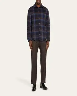 Santoni Leather Dress Oxfords - Dark Brown