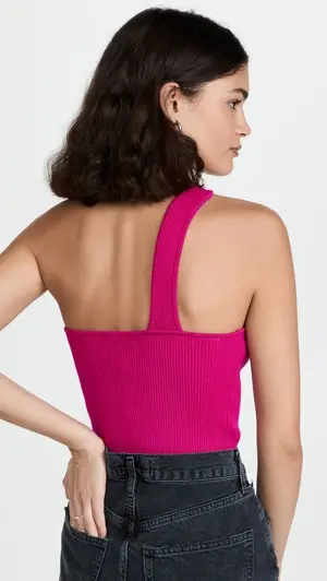 Sokie Collective One-shoulder Ribbed Knit Top