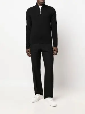 Sandro Wool Zip Collar Sweater - Black