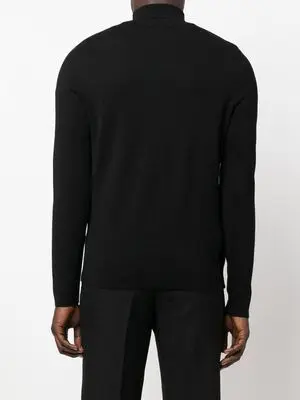 Sandro Wool Zip Collar Sweater - Black