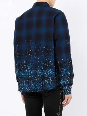 Amiri Crystal Painter Flannel Casual Button-down Shirts - Blue