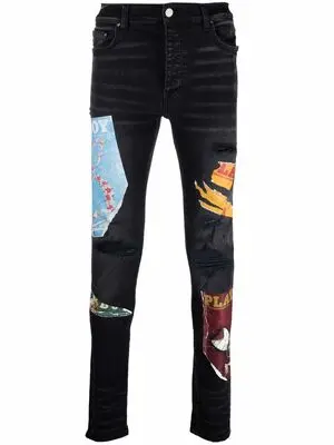 Amiri X Playboy Magazine Print Super-skinny Jeans - Black