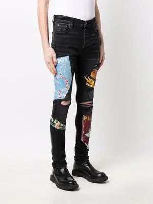 Amiri X Playboy Magazine Print Super-skinny Jeans - Black