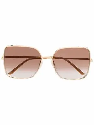 CARTIER Panther-pattern Oversized Sunglasses - Gold