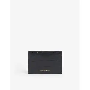 Alexander McQueen Croc-embossed Leather Card Holder