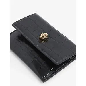 Alexander McQueen Croc-embossed Leather Card Holder