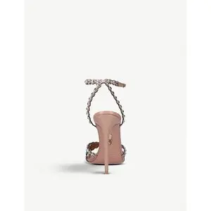 AQUAZZURA Tequila 105 Gem-embossed Leather Heeled Sandals - Pale Pink