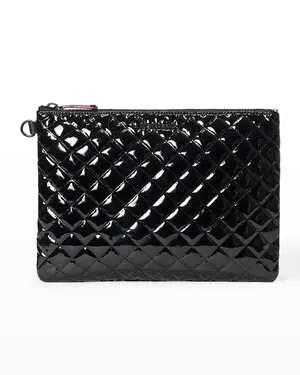 Mz Wallace Metro Patent Quilted Pouch Clutch Bag - One-color