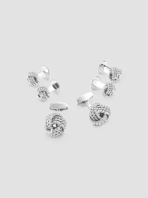 Tateossian Braided Cuff Links & Shirt Studs Set - Silver