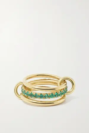 SPINELLI KILCOLLIN Petunia Set Of Three 18-karat Emerald Rings