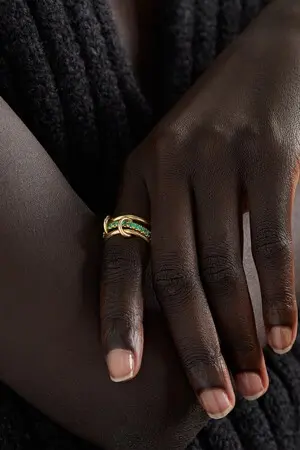 SPINELLI KILCOLLIN Petunia Set Of Three 18-karat Emerald Rings