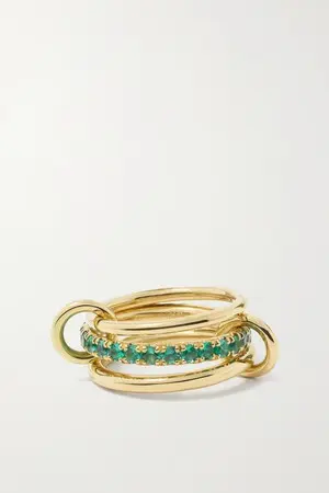 SPINELLI KILCOLLIN Petunia Set Of Three 18-karat Emerald Rings