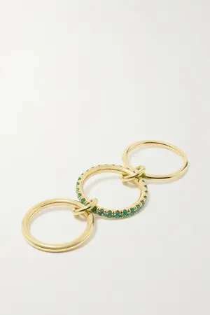 SPINELLI KILCOLLIN Petunia Set Of Three 18-karat Emerald Rings