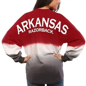SPIRIT JERSEY Arkansas Razorbacks Ombre Long Sleeve Dip-dyed - Cardinal