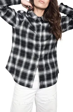 WILDFANG The Essential Plaid Flannel Button-up Shirt - Black/white