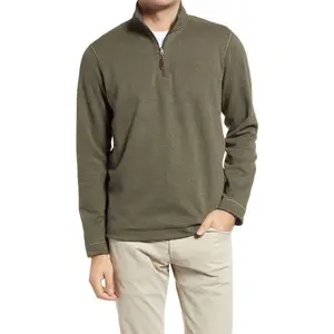 Johnston & Murphy Reversible Quarter Zip Pullover - Olive/charcoal