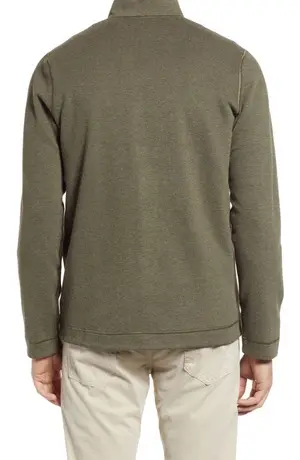 Johnston & Murphy Reversible Quarter Zip Pullover - Olive/charcoal