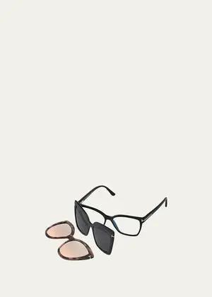 TOM FORD TOM FORD Square Optical Frames With Magnetic Sunglasses Clips One-color