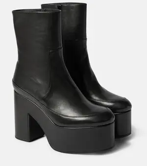 Dries Van Noten Leather Platform Ankle Boots