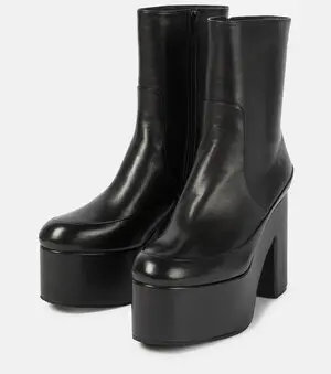 Dries Van Noten Leather Platform Ankle Boots
