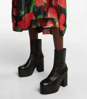 Dries Van Noten Leather Platform Ankle Boots