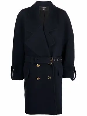 Balmain Belted Wool Coat