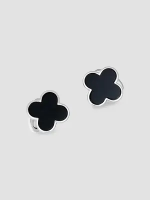 JAN LESLIE Onyx Clover Cufflinks - Black