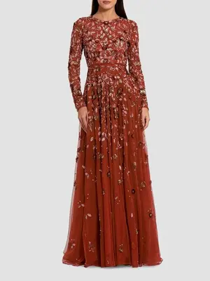 Mac Duggal Floral A-line Gown - Cinnamon