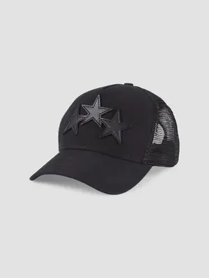 Amiri Star Leather Trucker Hat - Black