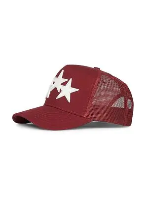 Amiri Star Leather Trucker Hat Burgundy