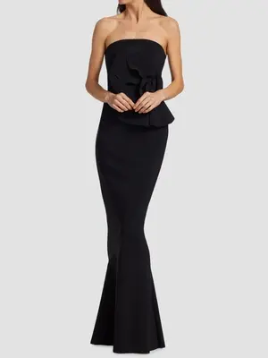 Chiara Boni La Petite Robe Hebe Strapless Ruffle Gown - Black