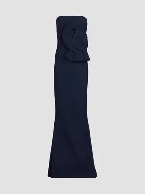 Chiara Boni La Petite Robe Hebe Strapless Ruffle Gown - Blue Notte