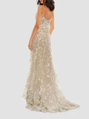 Mac Duggal Floral Embellished Sheath Gown