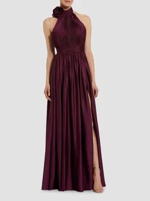Mac Duggal Chiffon Halter Gown Eggplant