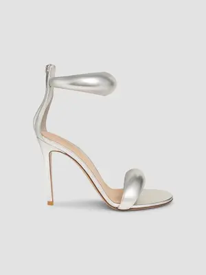 GIANVITO ROSSI Bijoux Ankle-strap Metallic Leather Stiletto Sandals - Silver