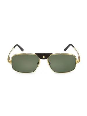 Cartier Santos 60mm Rectangular Sunglasses Gold Black