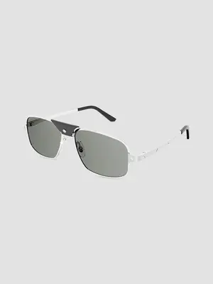 Cartier Santos 60mm Rectangular Sunglasses - Silver