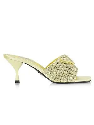 Prada Women's Crystal-Embellished Mules - Aqua  - Annas