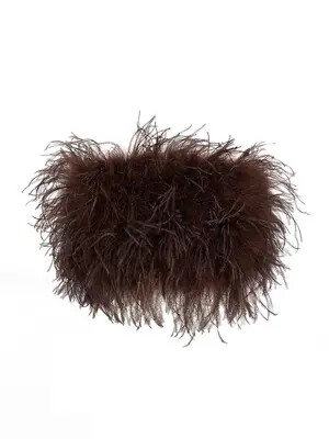LAMARQUE Women's Zaina Feather Bustier Top - Rosie  - Chocolate