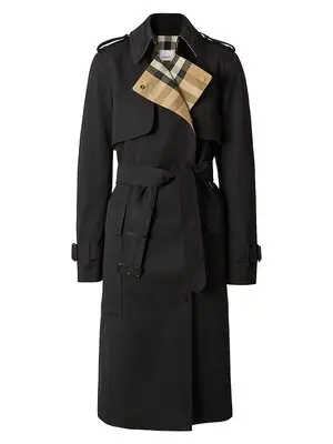 Burberry Women's Sandridge Belted Logo Trench Coat - Honey  - Black