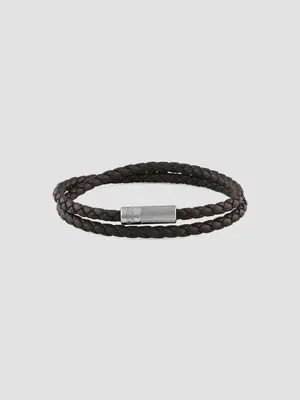 Tateossian Pop Rigato Braided Leather Wrap Bracelet - Brown